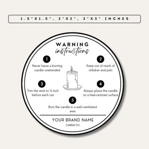 Candle Warning Labels | Editable Canva Templates | Printable Round ...