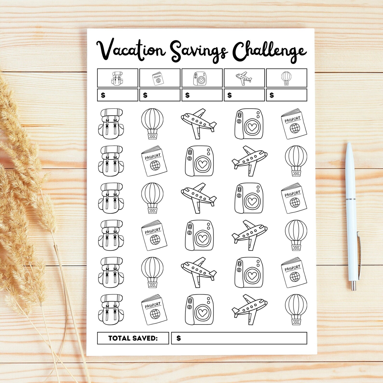 Savings Challenge PRINTABLE | Vacation Money Saving Challenge | A4 Size ...