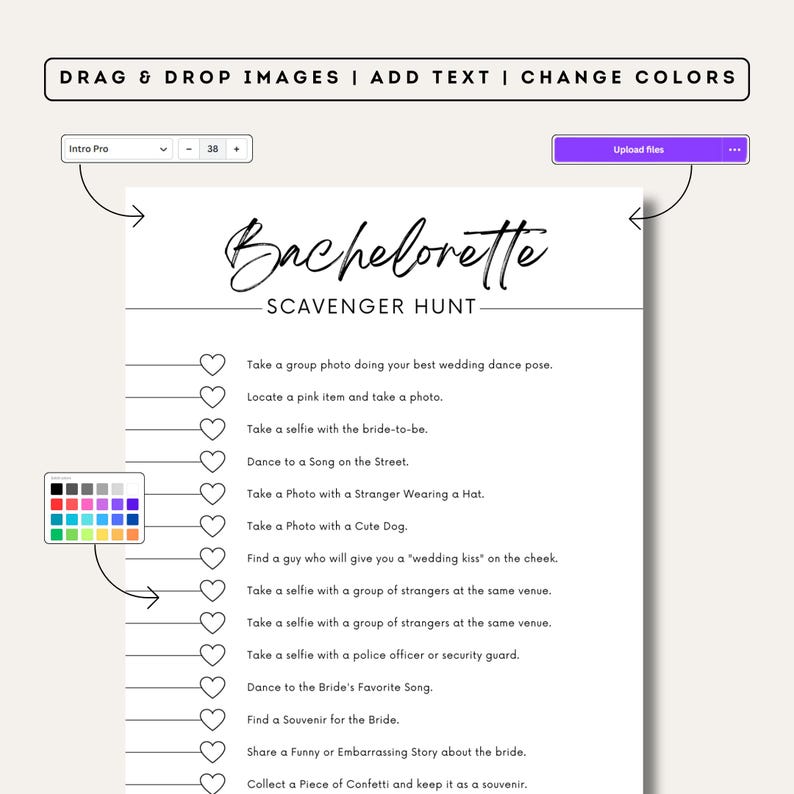 Bachelorette Scavenger Hunt | Hen Party Night Games | Printable Girls ...