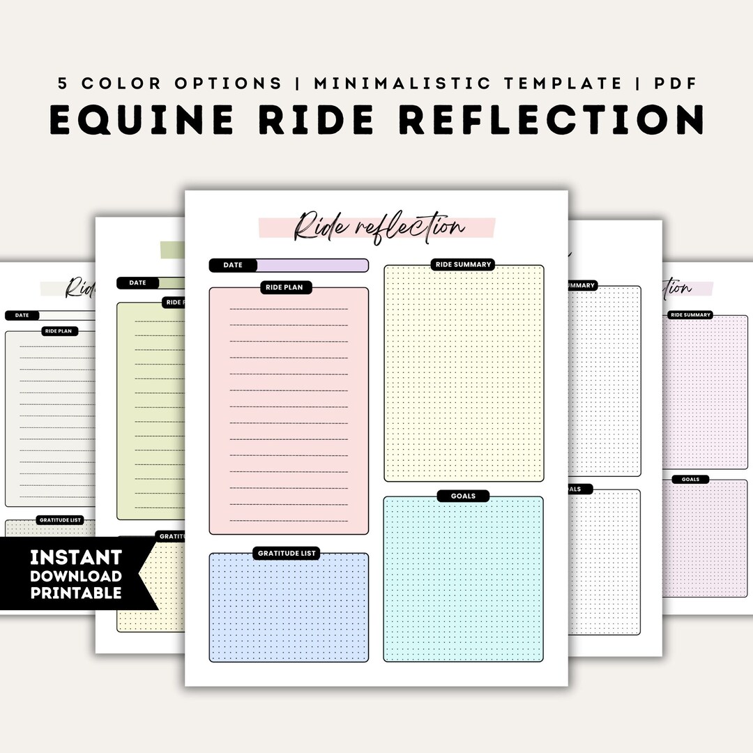 Equine Planner, Printable Equestrian Riding Reflection, Barn Horse Ride ...