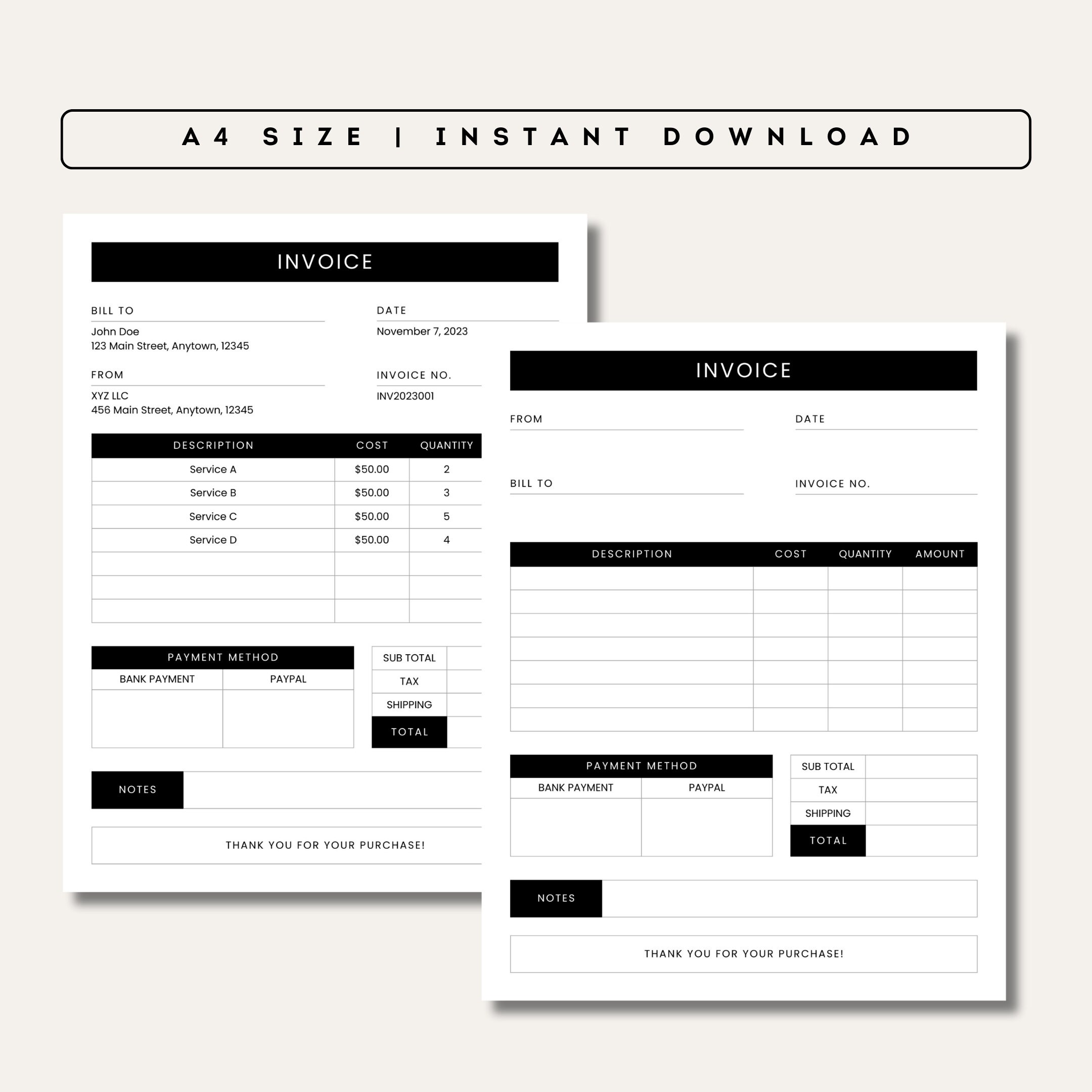 Blank Invoice Template | Editable Canva Templates | Basic Business ...