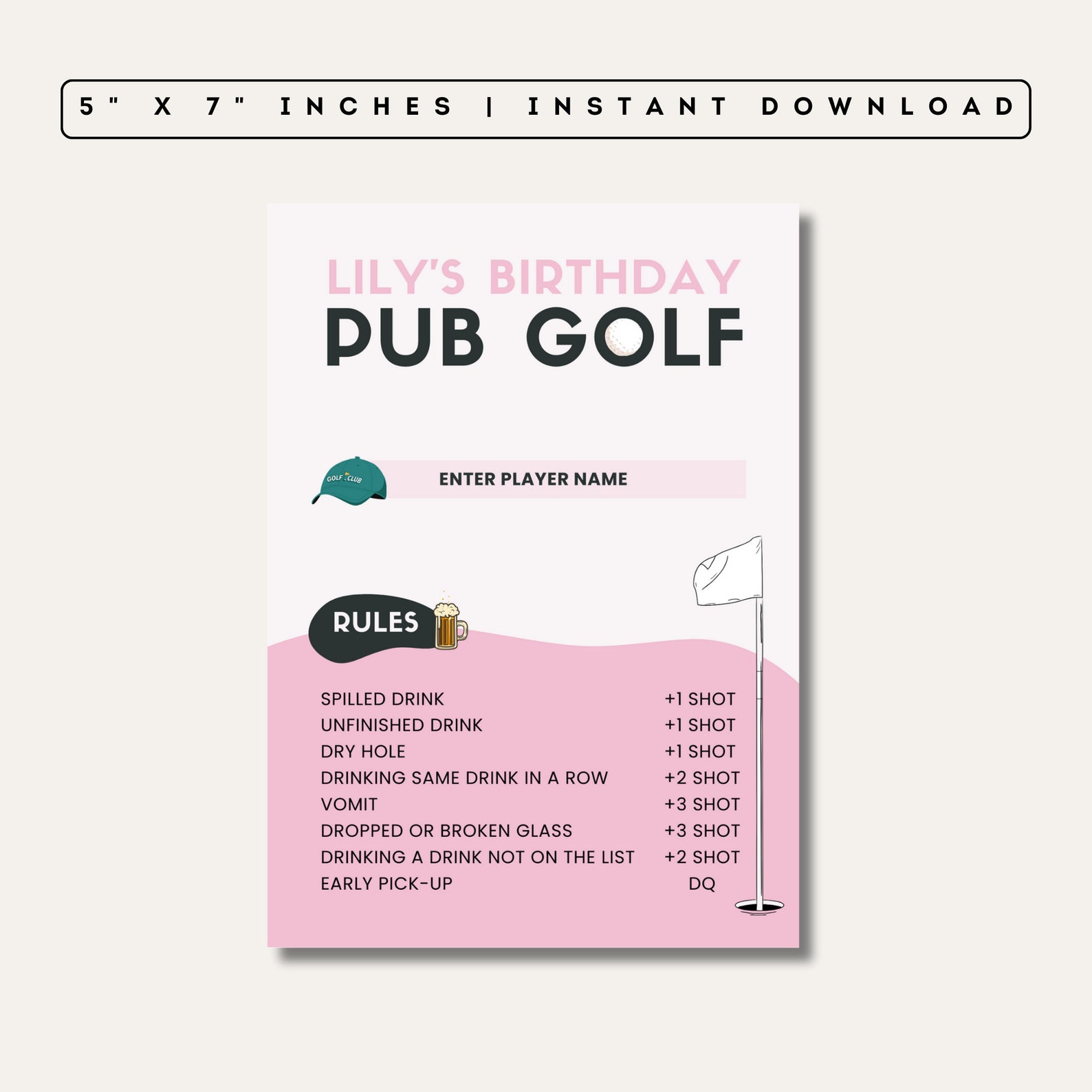 Pub Golf Crawl Scorecard | Editable Canva Templates | Printable Pub ...