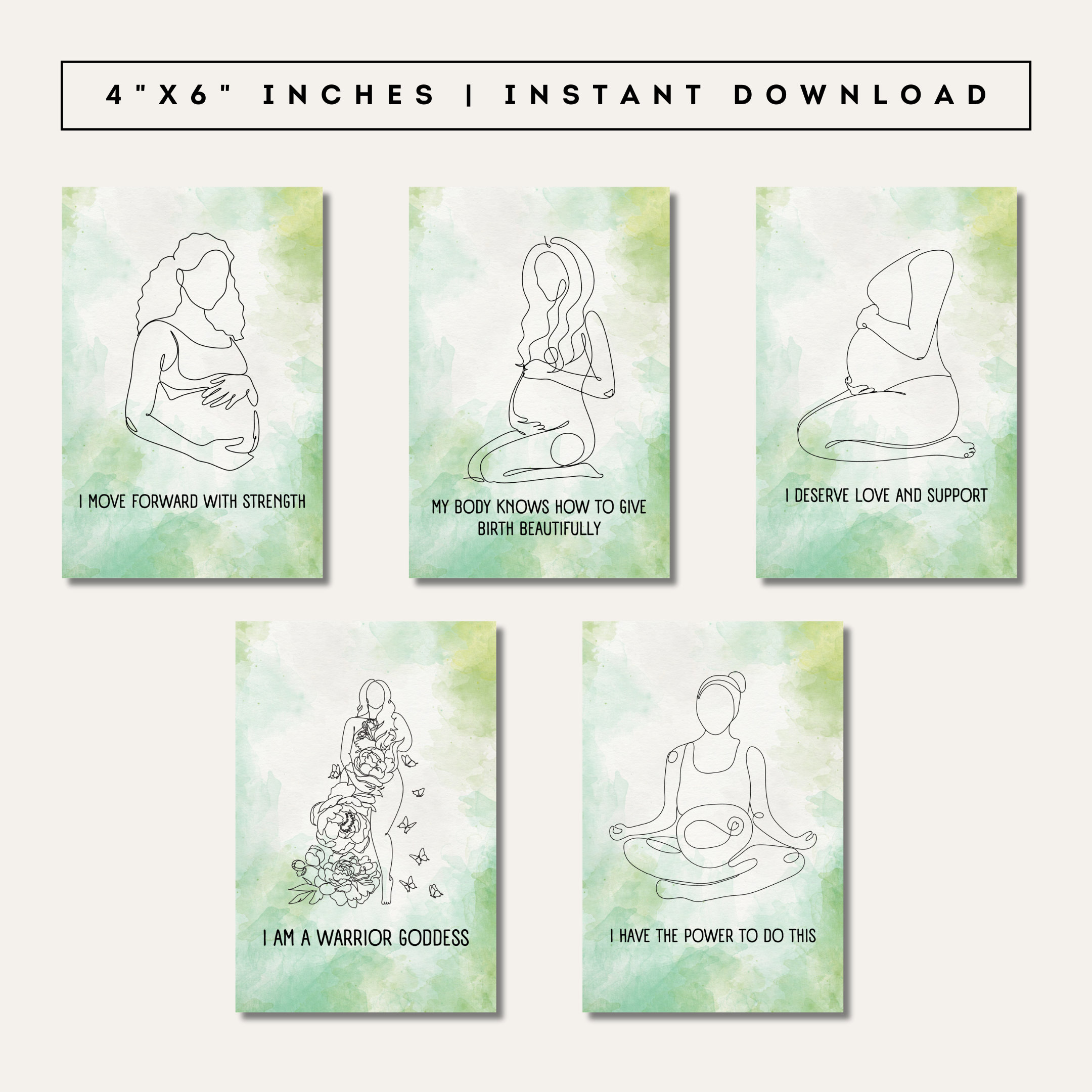 Pregnancy Birth Affirmation Cards Printable Baby Shower Gifts Mom to Be ...