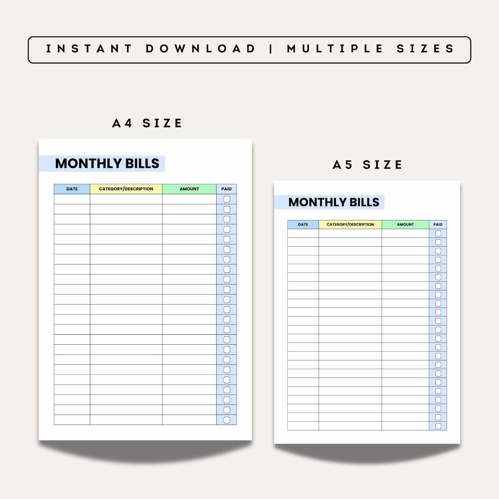 Monthly Bills Checklist Template: A4 A5 Printable Tracker (PDF) - Etsy