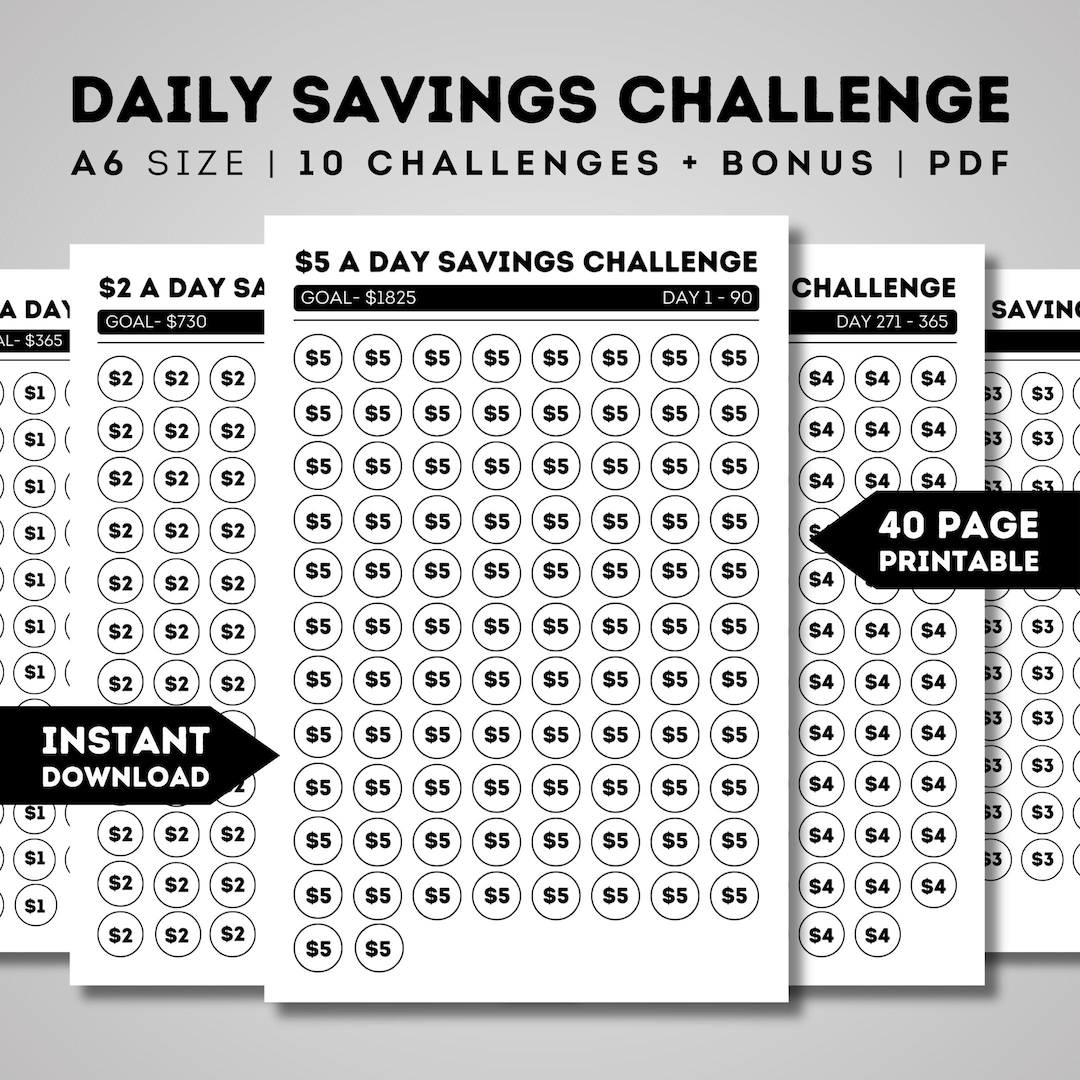 Daily Savings Challenge Bundle | Printable A6 Mini Saving Challenges - Etsy
