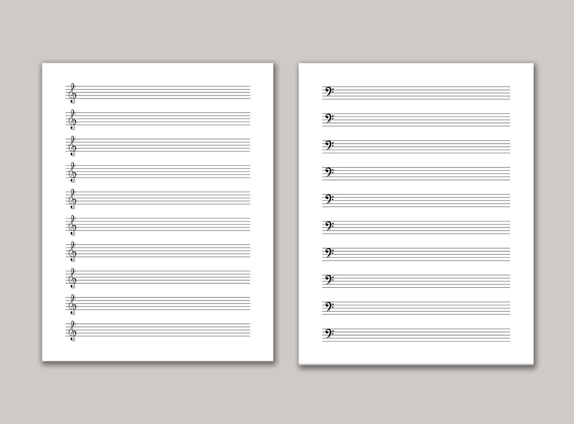 Blank Music Sheet Bundle PDF, Guitar Chord Chart, Letter A4, Grand ...