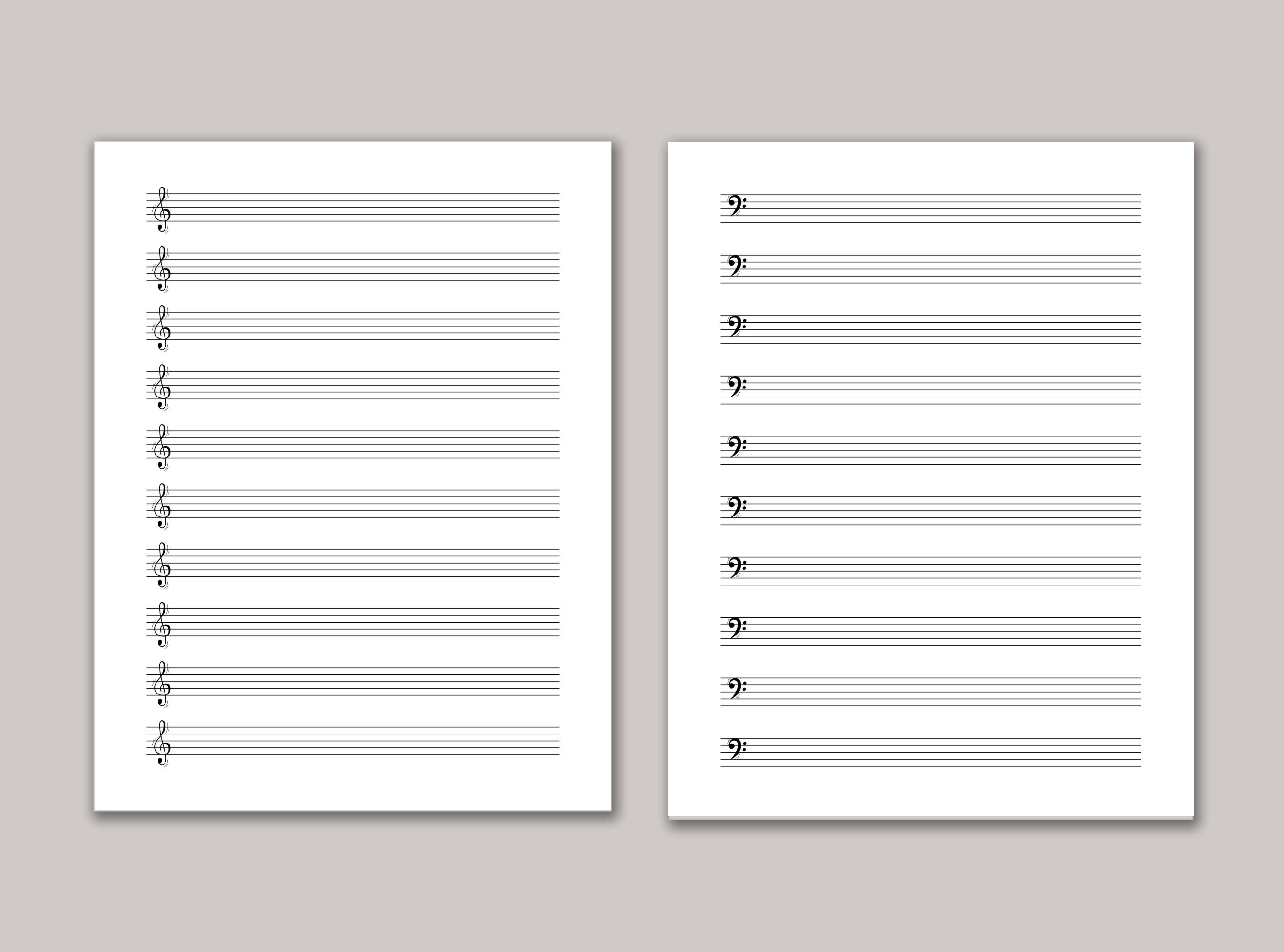 Blank Music Sheet Bundle PDF, Guitar Chord Chart, Letter A4, Grand ...