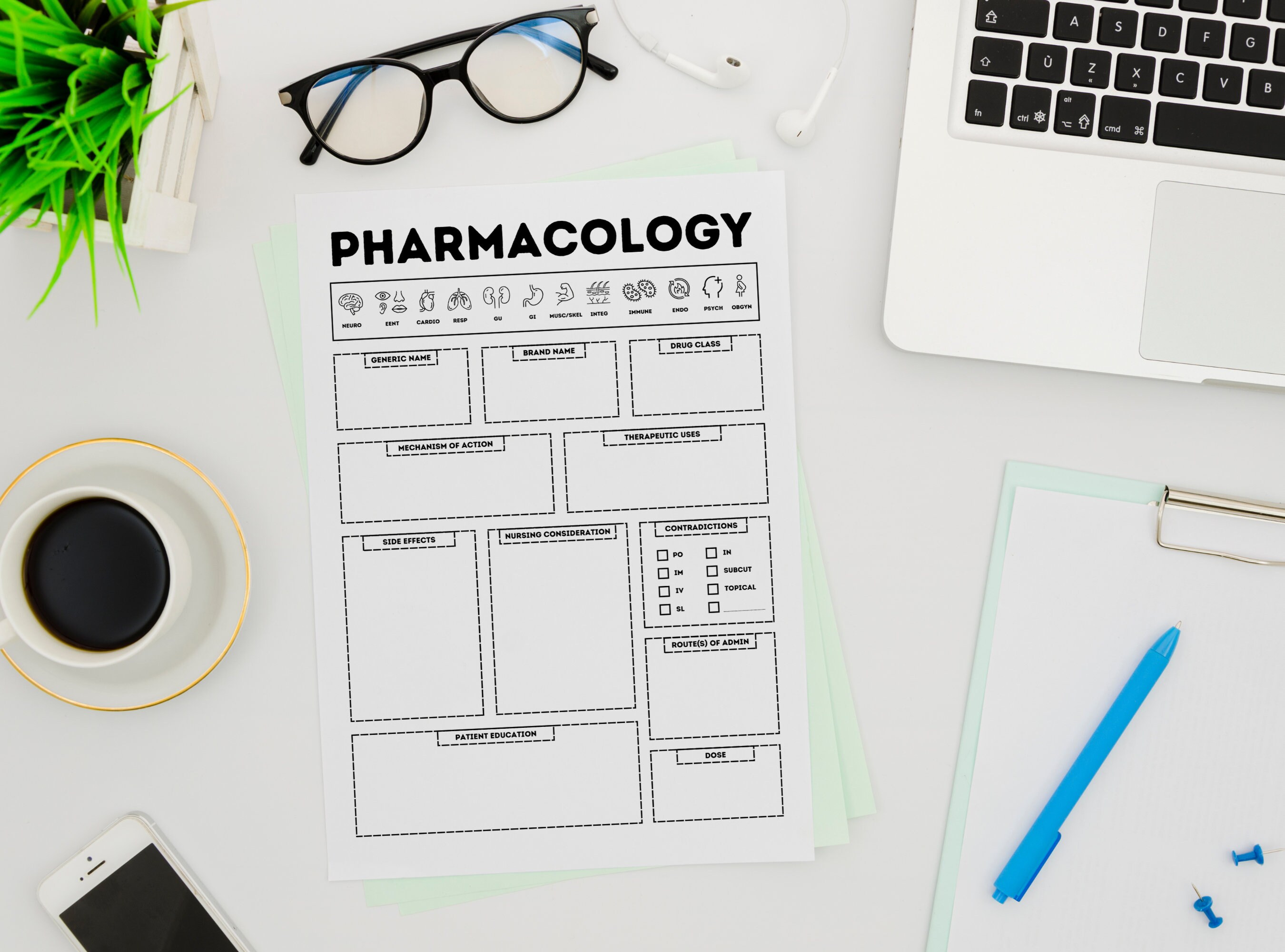 Fillable Pharmacology Template for Nursing Students, Printable ...