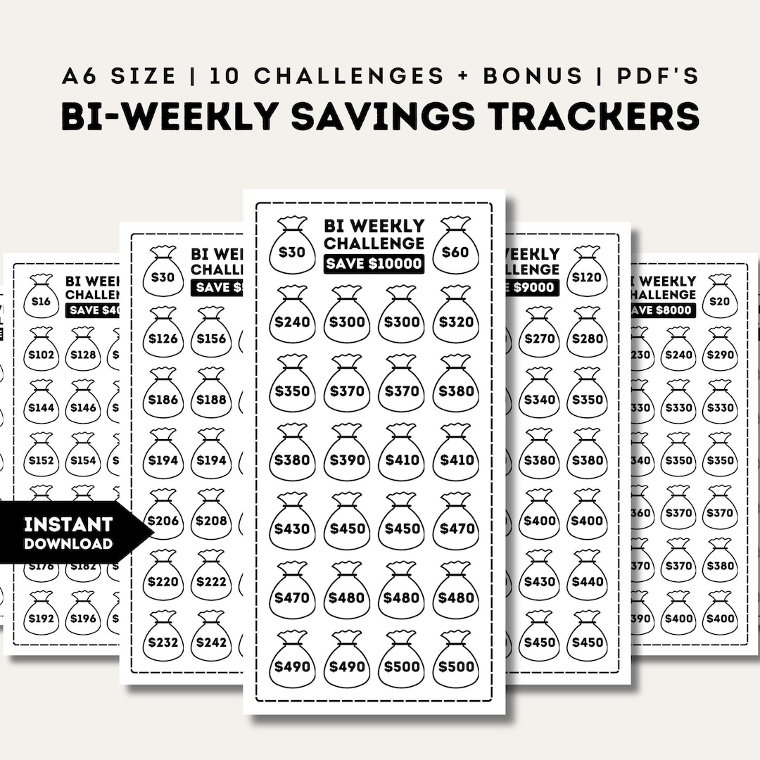 Bi Weekly Savings Challenge Bundle, Printable Biweekly Saving ...