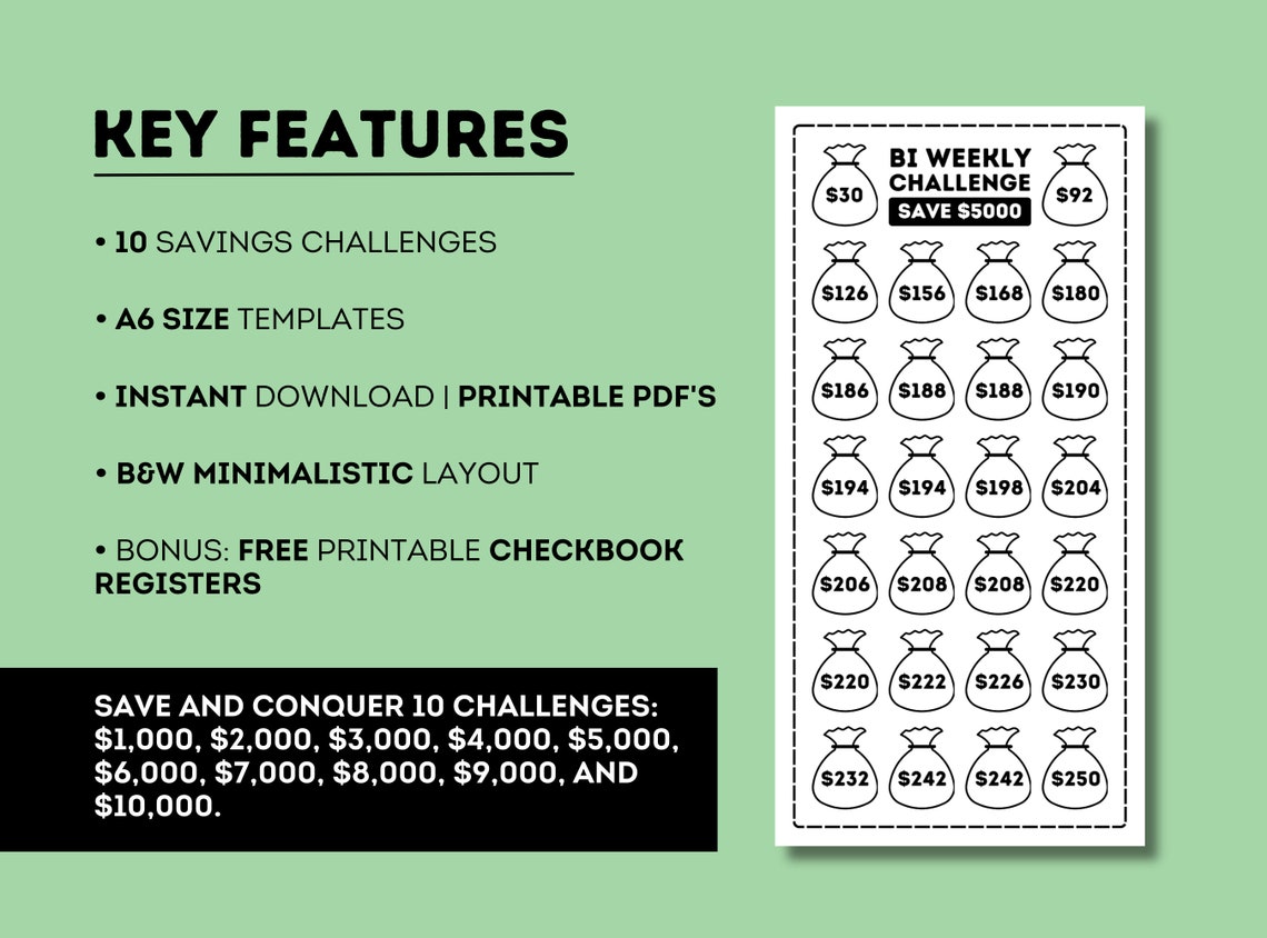 Bi Weekly Savings Challenge Bundle Printable Biweekly Saving - Etsy