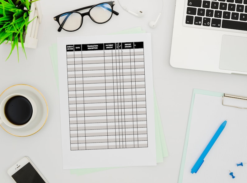 Checkbook Register | Printable Check Registers Template | Ledger | A4 ...