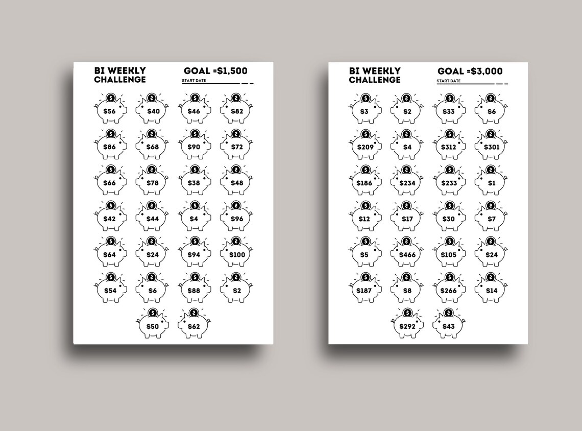 Bi Weekly Savings Challenge Trackers Bundle, Printable Savings ...
