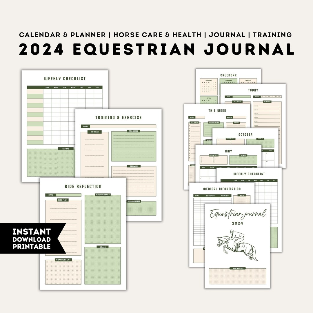 Equine Planner, Printable Equestrian Journal, Horse Health Barn Manager, Equines Feed Chart ...