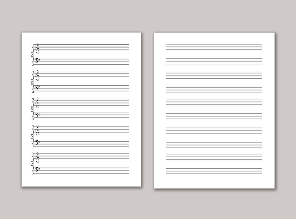 Blank Music Sheet Bundle PDF, Guitar Chord Chart, Letter A4, Grand ...