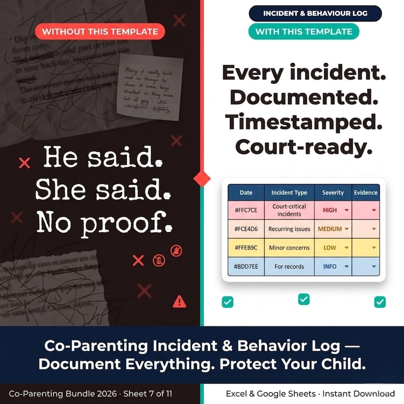 Co-parenting Documentation Bundle | Visits & Calls Custody Tracker ...
