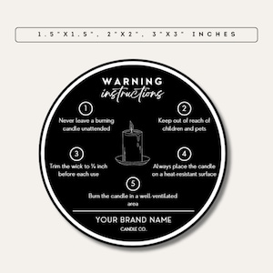 Candle Warning Labels | Editable Canva Templates | Printable Round ...