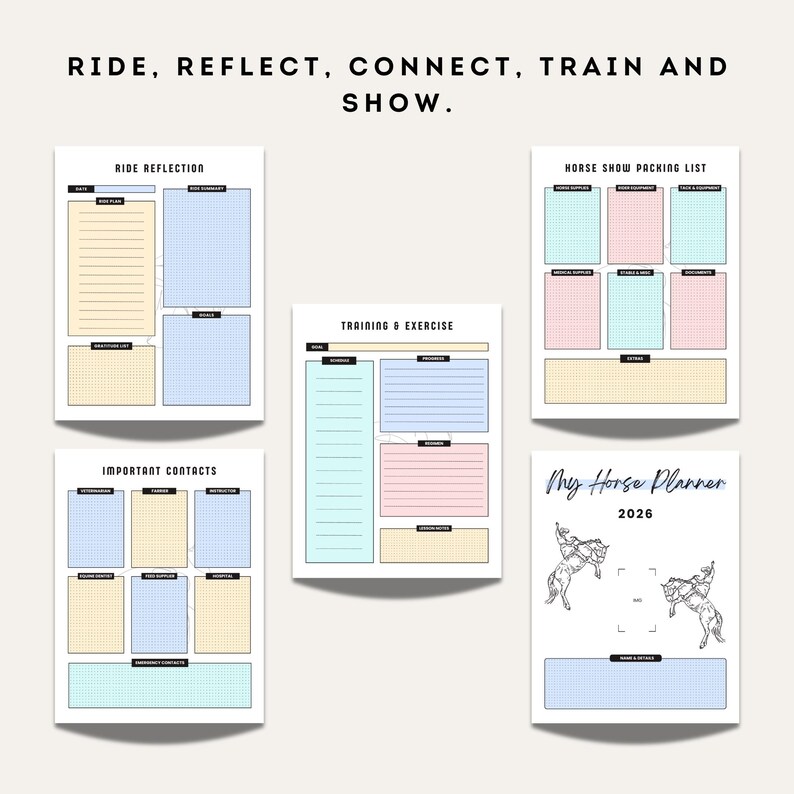 Horse Planner 2026, Printable Equestrian Riding Journal, Equine Diary ...