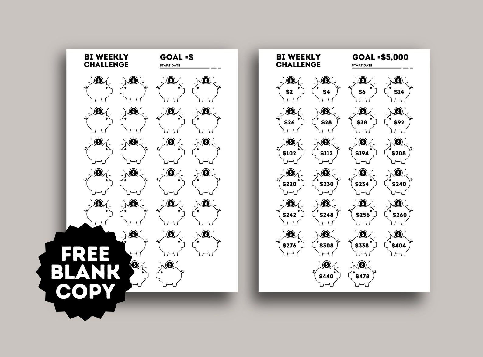 Bi Weekly Savings Challenge Trackers Bundle, Printable Savings ...