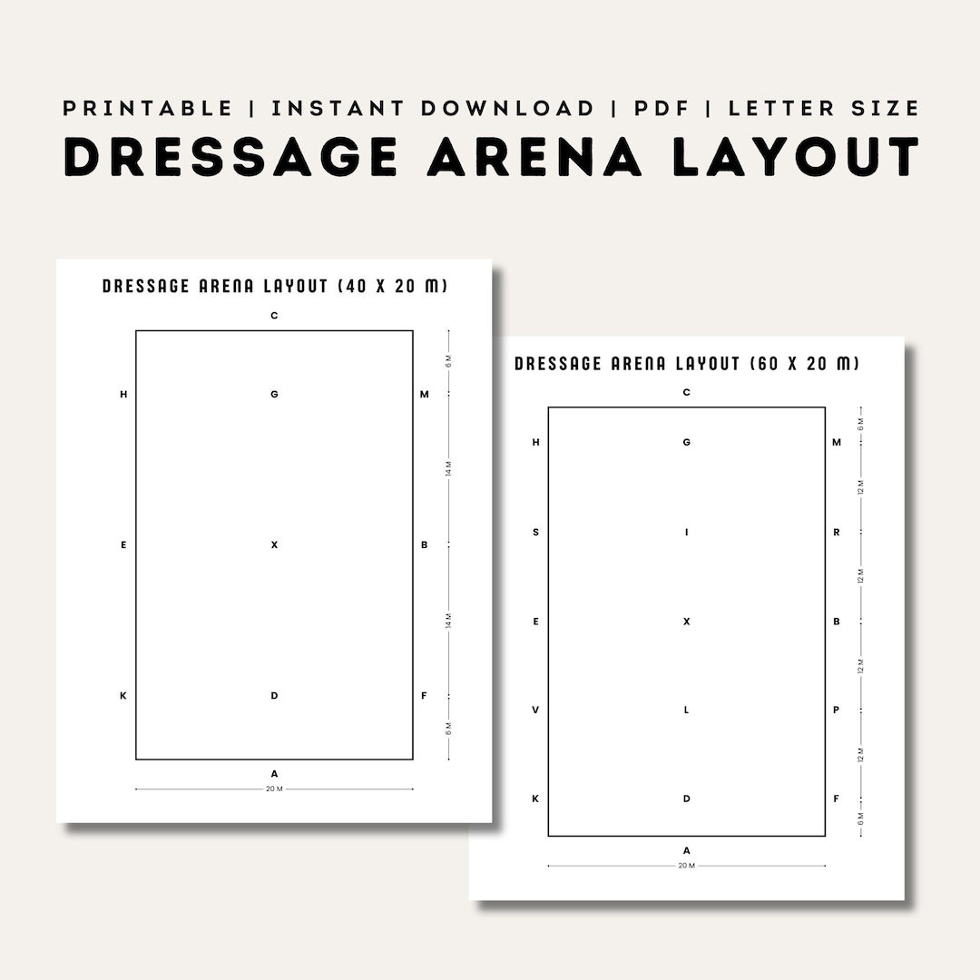 Dressage Arena Layout | Printable Equestrian Template | 60 X 20 M | 40 ...