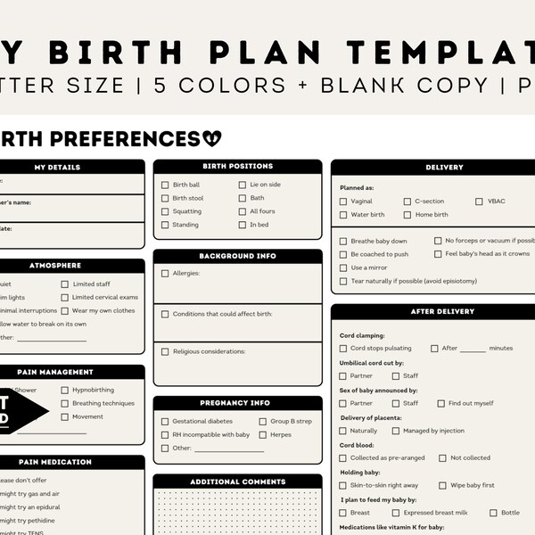 Comprehensive Birth Plan Template - Etsy