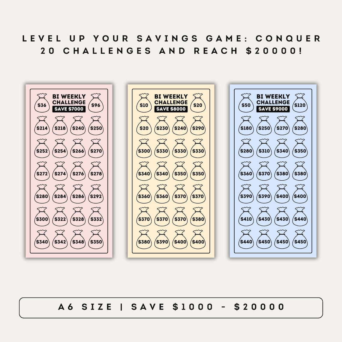 Bi Weekly Savings Challenge Printable 26 Week Saving Challenge Bundle ...