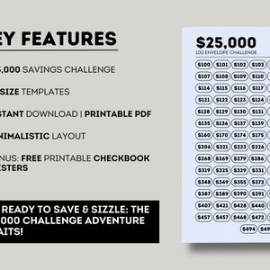 100 Envelope 25K Savings Challenge, Printable A6 25000 Saving Challenge ...