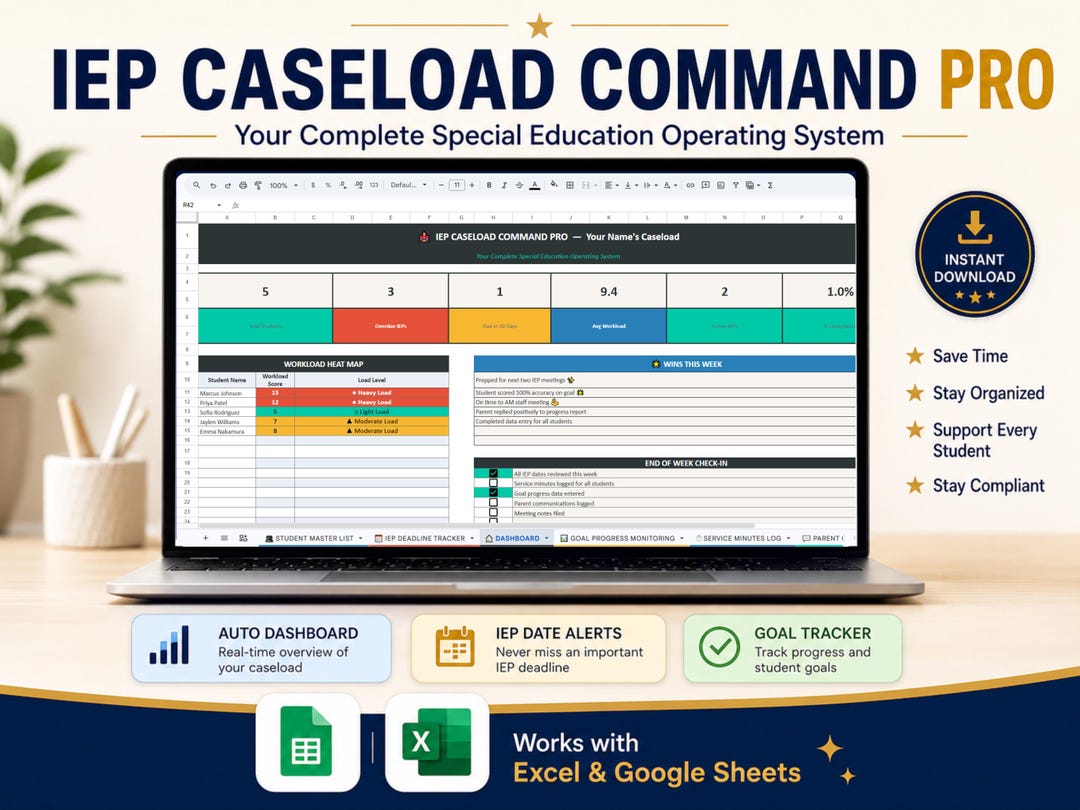 SPED Caseload Manager Spreadsheet | Special Education Teacher Google ...