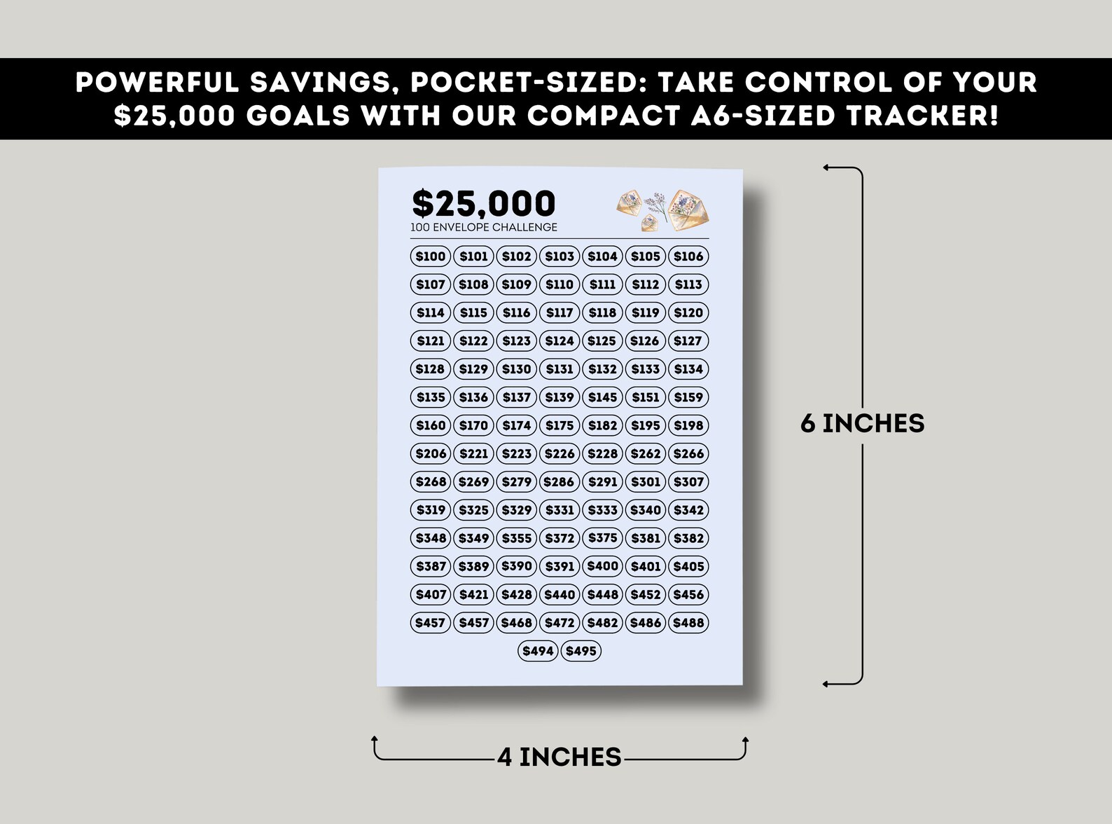 100 Envelope 25K Savings Challenge, Printable A6 25000 Saving Challenge ...