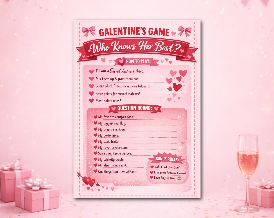 Galentine’s Day Party Game Printable | Who Knows Her Best +secret ...