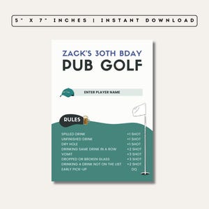 Pub Golf Scorecard: Editable Bar Crawl Game (canva Template) - Etsy
