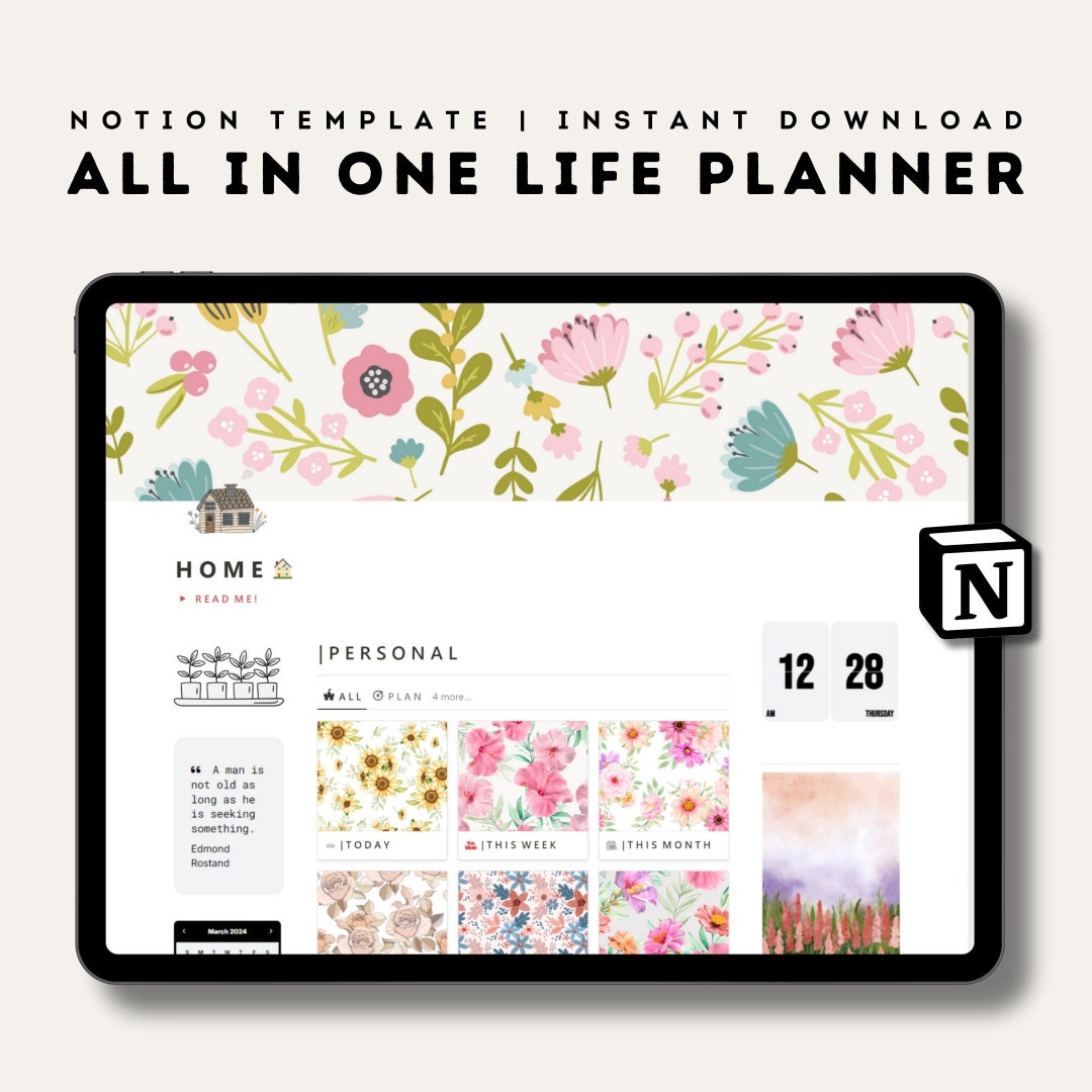 Notion Planner Template | All in One Life Planner | Student Planners ...