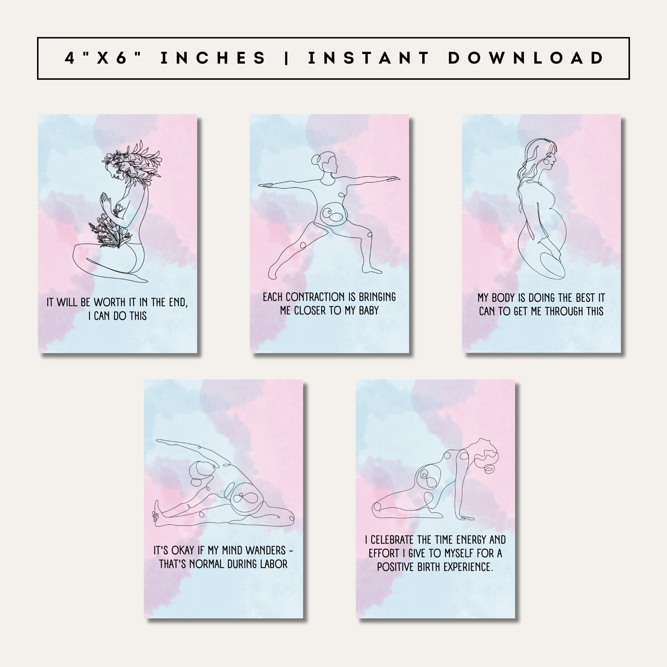 Pregnancy Birth Affirmation Cards Printable Baby Shower Gifts Mom to Be ...