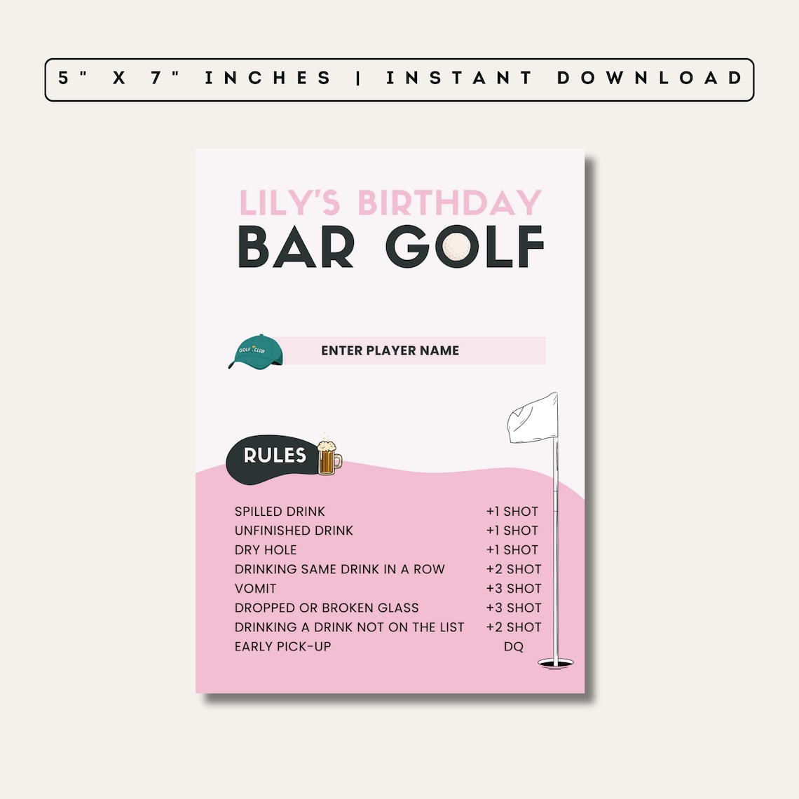 Bar Golf Crawl Scorecard Editable Canva Templates Printable Bar Golf ...