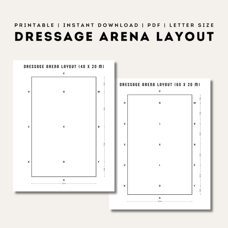 Dressage Arena Layout Printable Equestrian Template 60 X 20 M 40 X 20 M ...