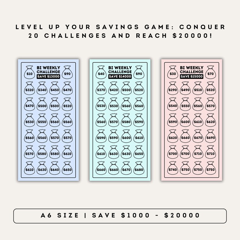 Bi Weekly Savings Challenge | Printable 26 Week Saving Challenge Bundle ...