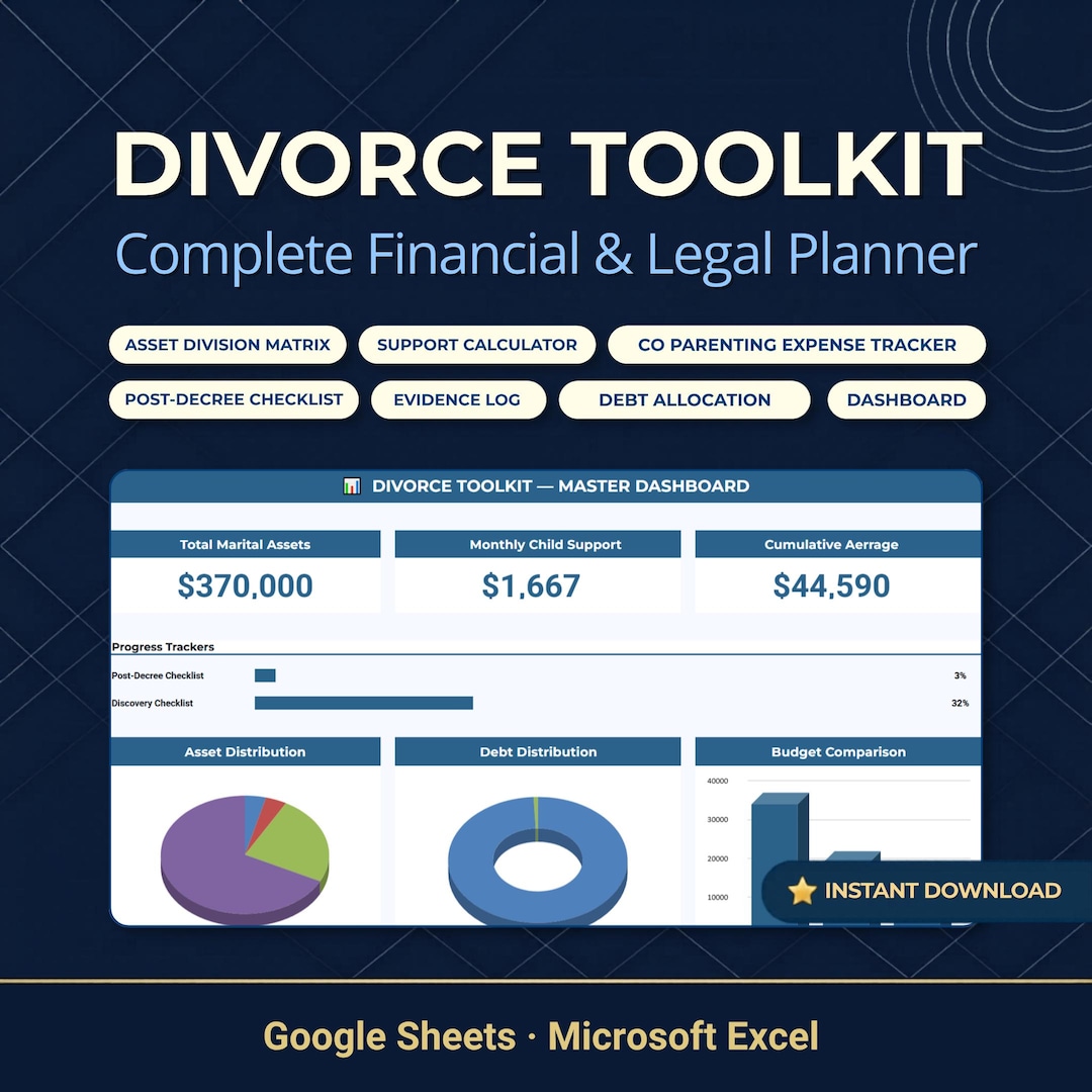 Tableur Excel de la boîte à outils sur le divorce | Répartition des ...