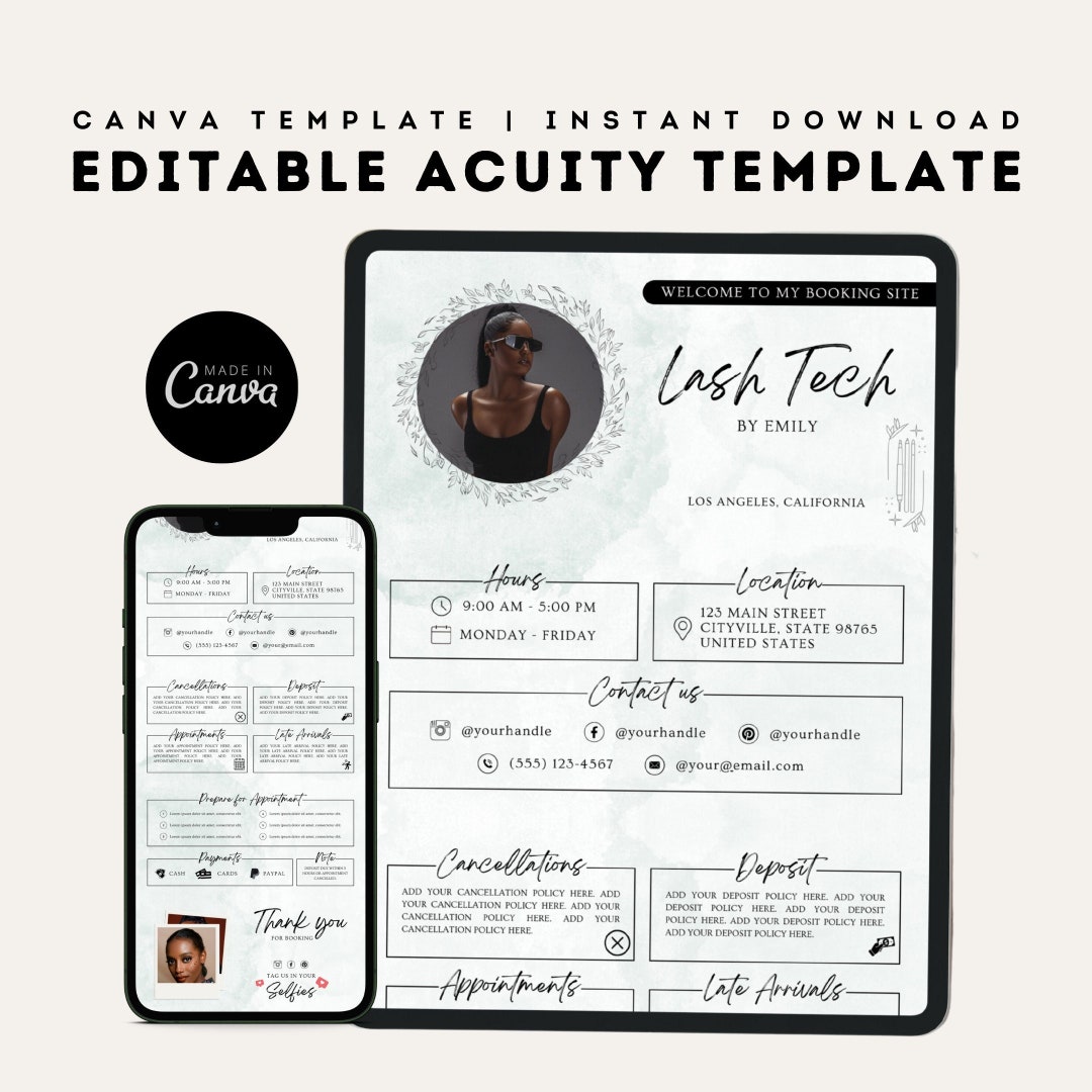 Acuity Scheduling Canva Templates Editable Acuity Booking Website ...