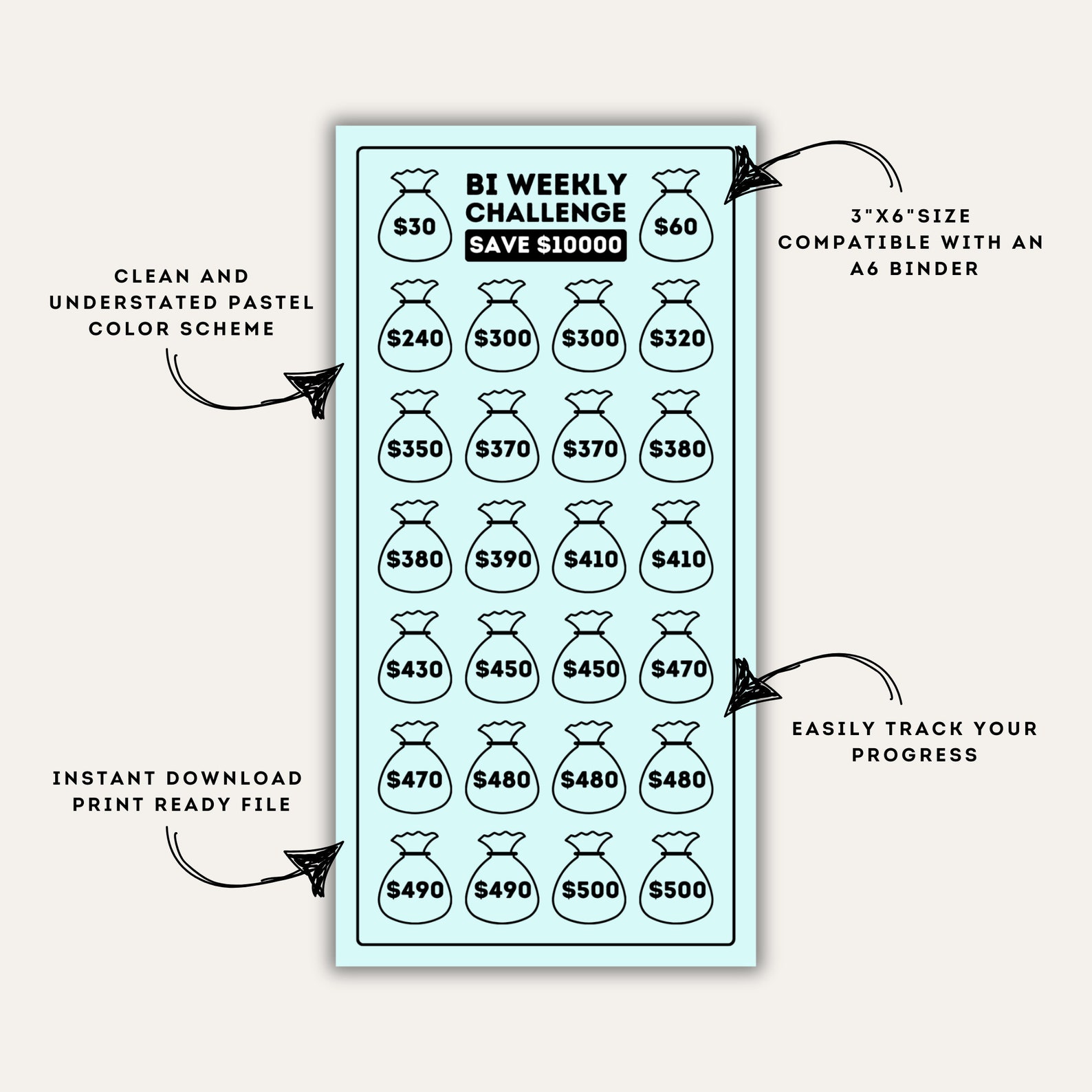 Bi Weekly Savings Challenge Printable 26 Week Saving Challenge Bundle ...