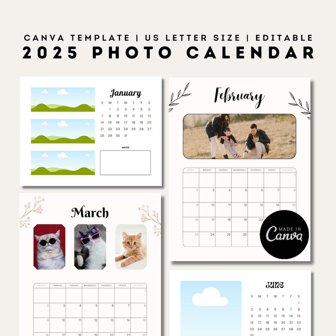 2025 Photo Calendar | Editable Canva Template | Customizable Digital ...