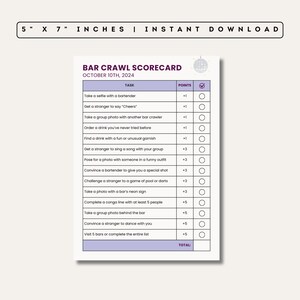 Bar Crawl Scavenger Hunt | Editable Canva Template | Drinking Game ...