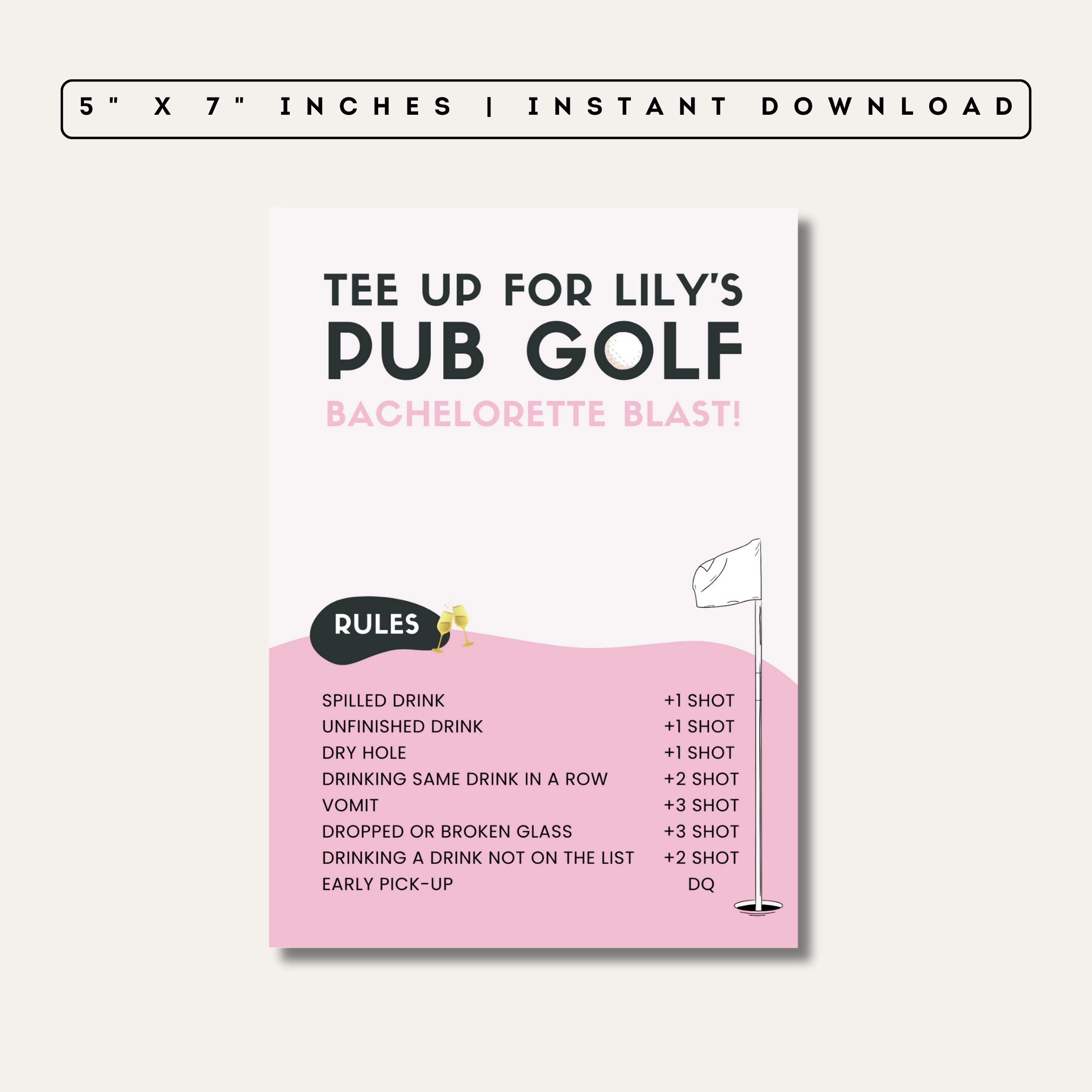 Pub Golf Scorecard Template | Bachelorette Invitations | Editable Canva ...