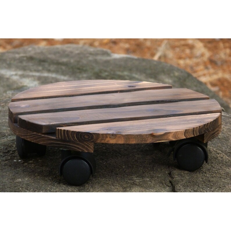 Wood Round Planter & Flower Pot Mover With 360 Rotating Caster Wheels ...