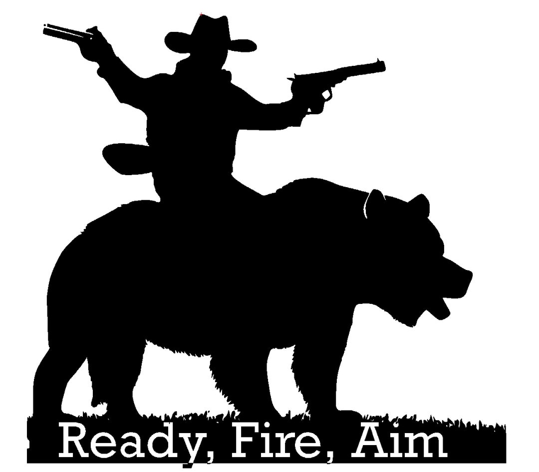 SVG Digital File Cowboy Holding Guns Riding a Grizzly Bear Ready, Fire ...