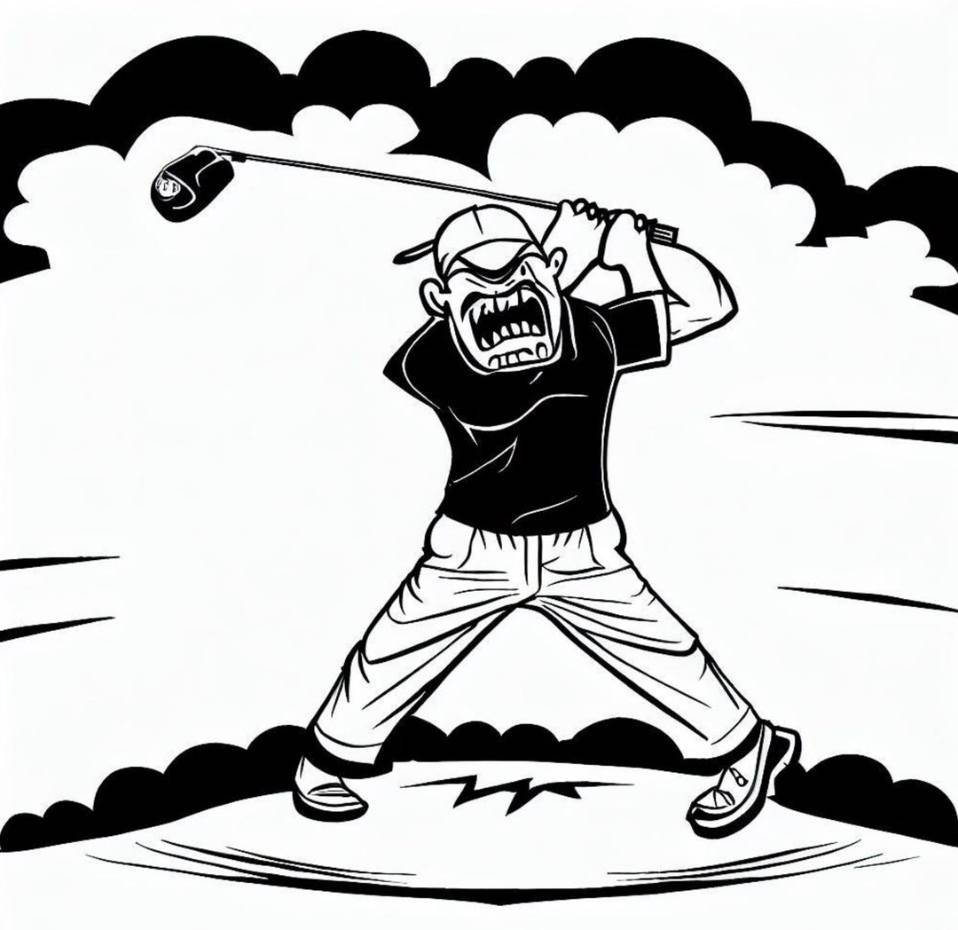 SVG Digital File | Angry Golfer Cartoon | Breaking Golf Club - Etsy