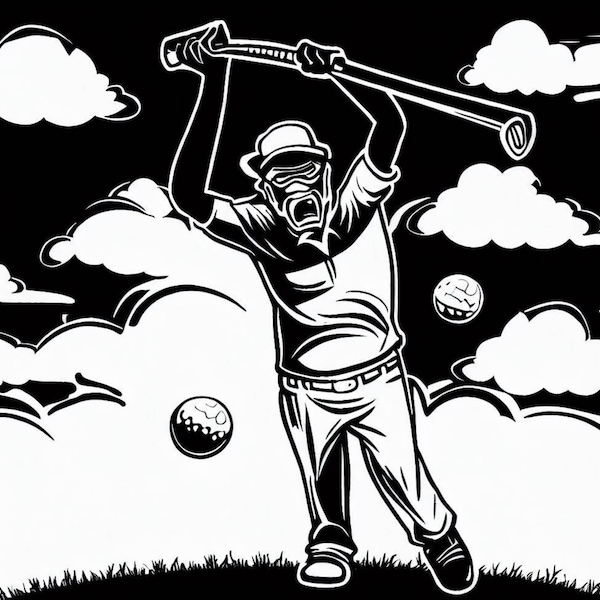 Angry Golfer Silhouette - Etsy