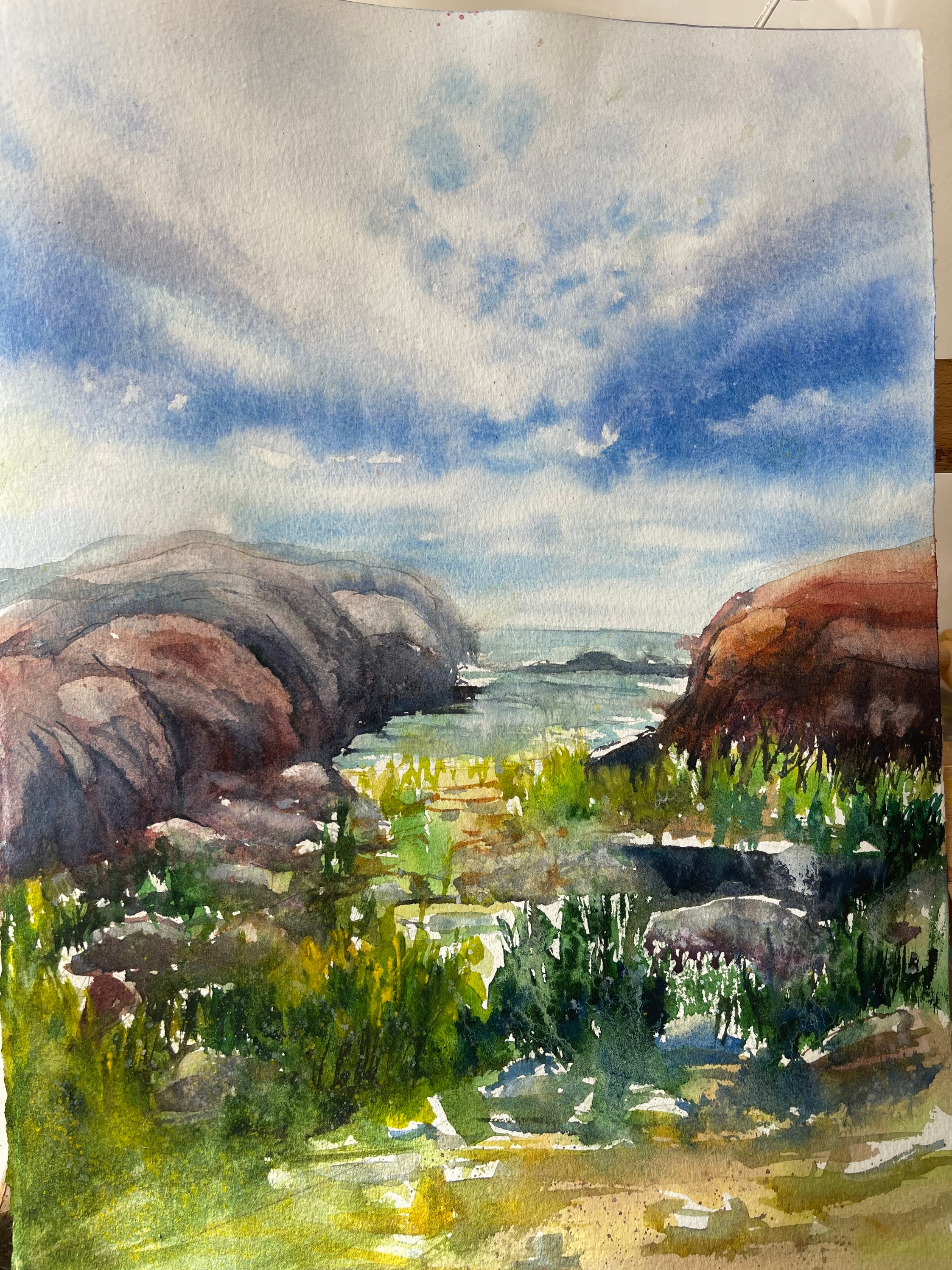 Rocks Watercolor, STONE PAINTING, Classical Painting, Stone Wall ART ...