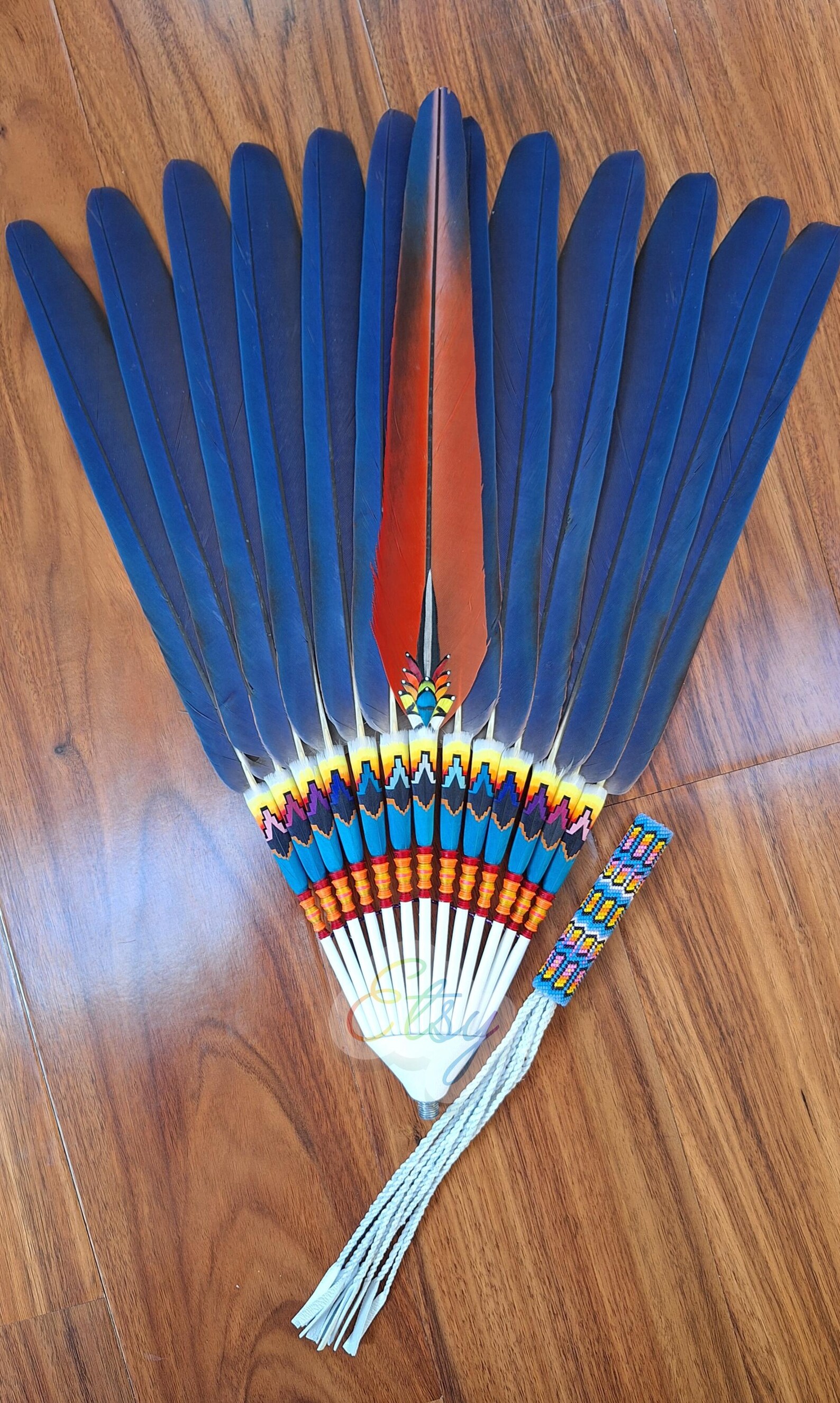 Scarlet Macaw Prayer Fan, Smudge Fan, Fan for Ceremony, Fan for ...