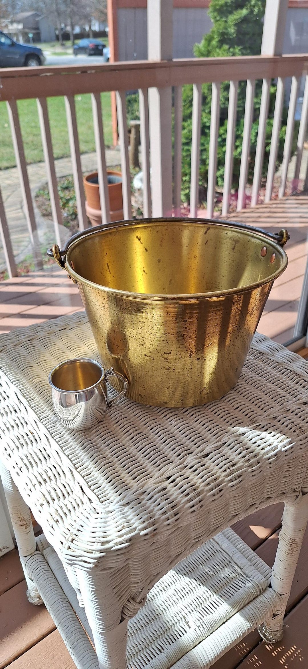 Native American Church Water Bucket Set: Brass Bucket With Silverplated ...