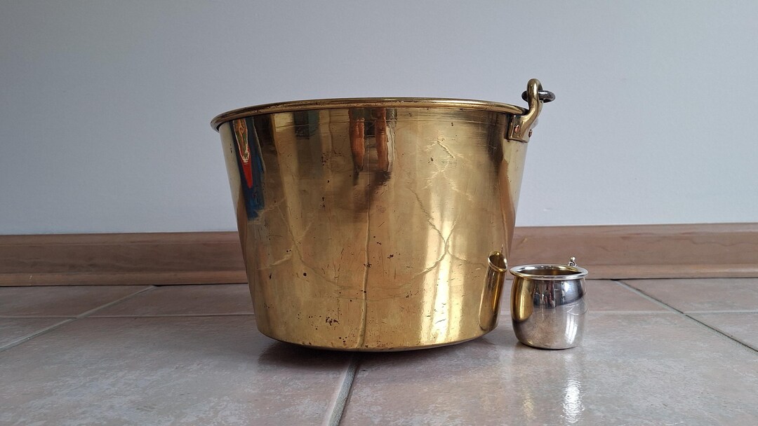 Brass Water Bucket With Silver Plated Cup, Brass Bucket, NAC Water ...