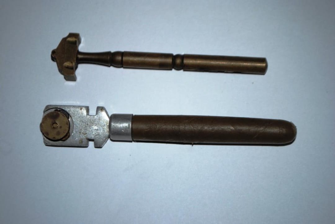 Antique Glass Cutters / Brass Tool and Bonus Glass Cutter USSR Glass ...